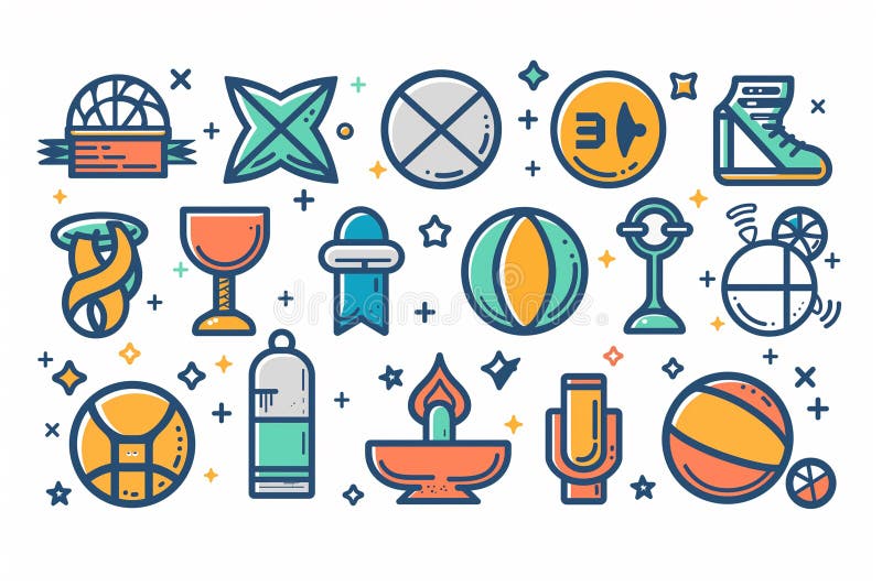 Assorted Items Displayed Against a White Backdrop Stock Illustration ...