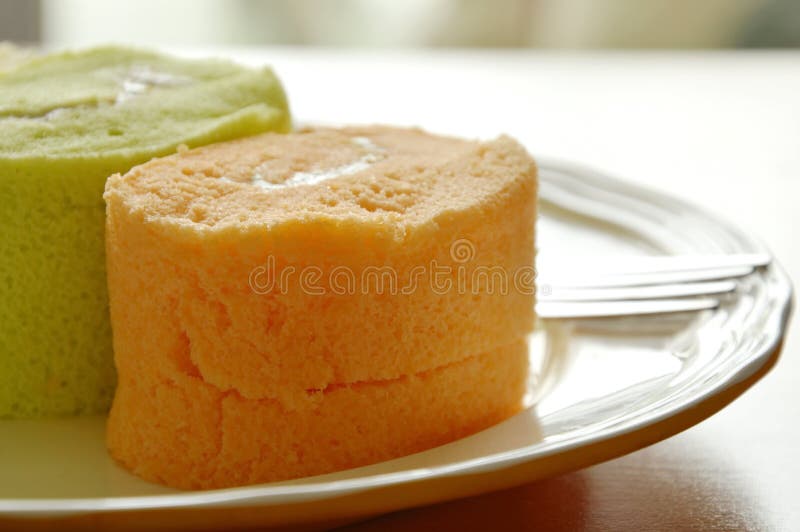 Assorted Jam Roll with Fork on Plate Stock Photo - Image of caffeine ...