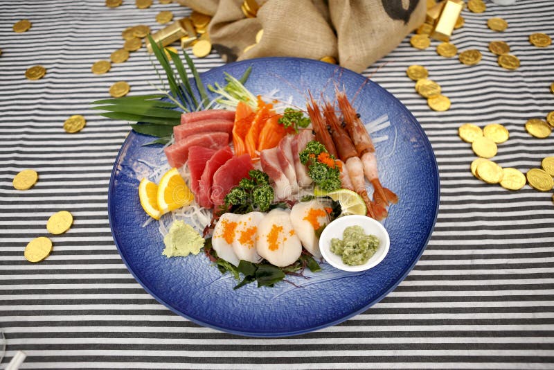 Sashimi Assorted Blue Plate Stock Photos - Free & Royalty-Free Stock ...