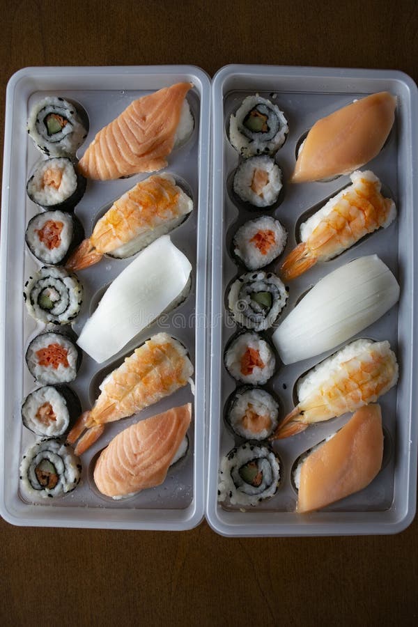 Assorted Japanese sushi stock image. Image of shrimp - 255681967