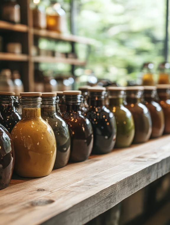Assorted Jars on a Wooden Shelf in a Rustic Kitchen Stock Image - Image ...