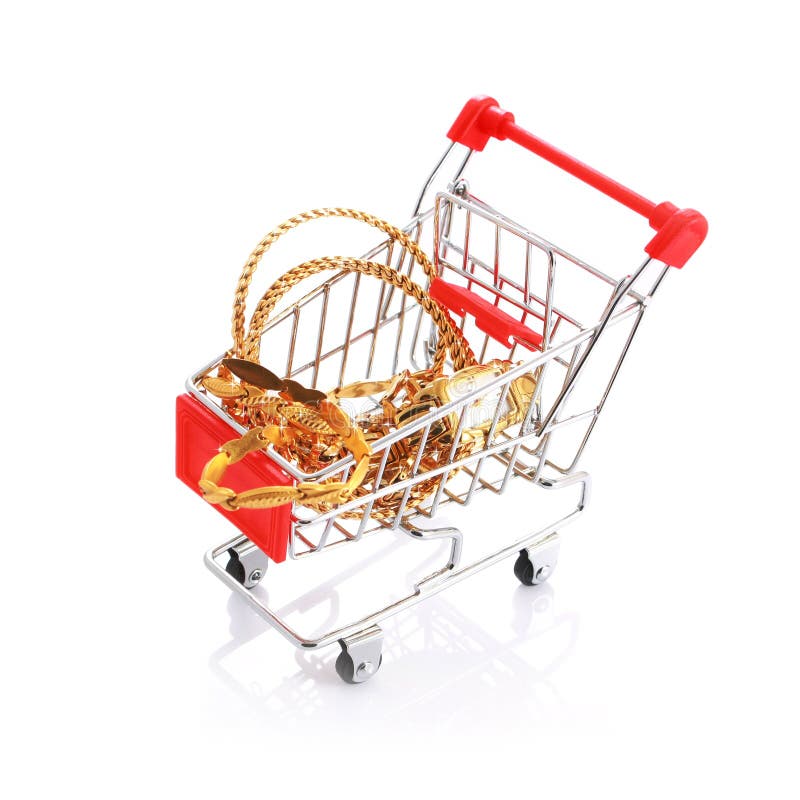 Assorted Jewelleries in Shopping Cart Isolated Stock Image - Image of ...