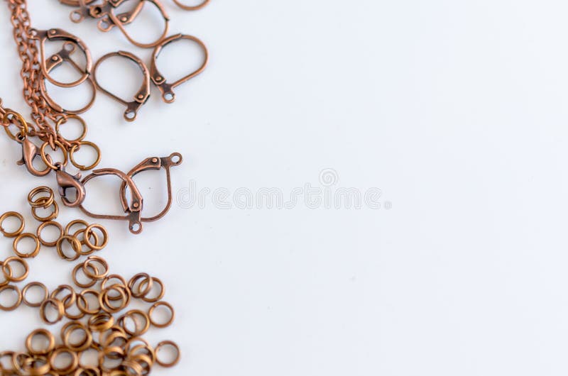 Assorted Jewelry Making Supplies Background with Space for Text Stock ...