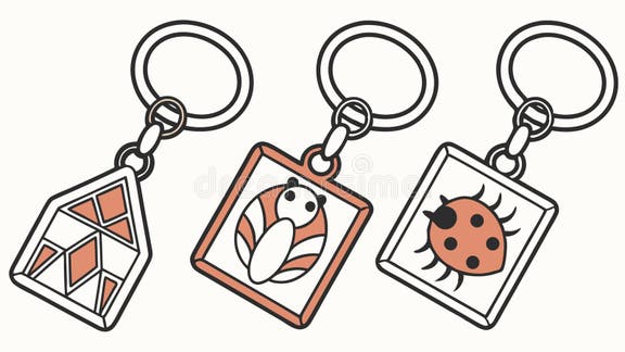 Assorted Keychains with Decorative Charms, Personal Accessories, Vector ...