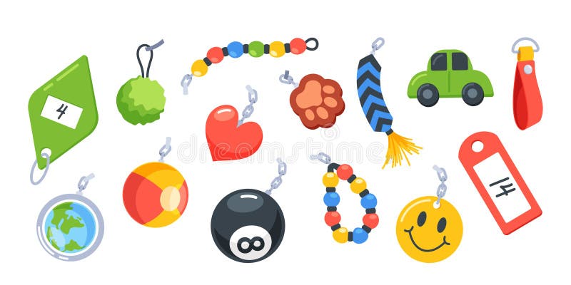 Assorted Keychains in Different Shapes and Sizes. Durable and ...