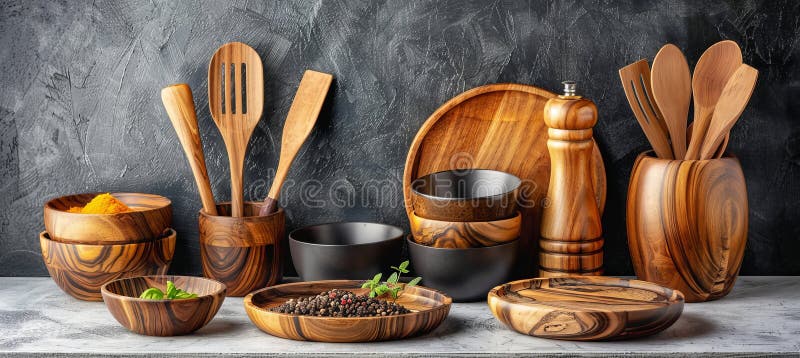 Assorted Kitchen Utensils, Cooking Ingredients, and Cookware Neatly ...