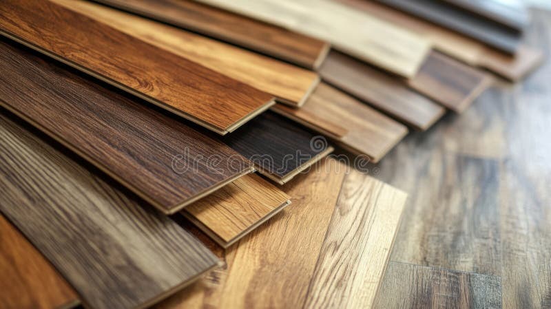 Assorted Laminate Flooring Samples in Various Wood Finishes Stock Photo ...