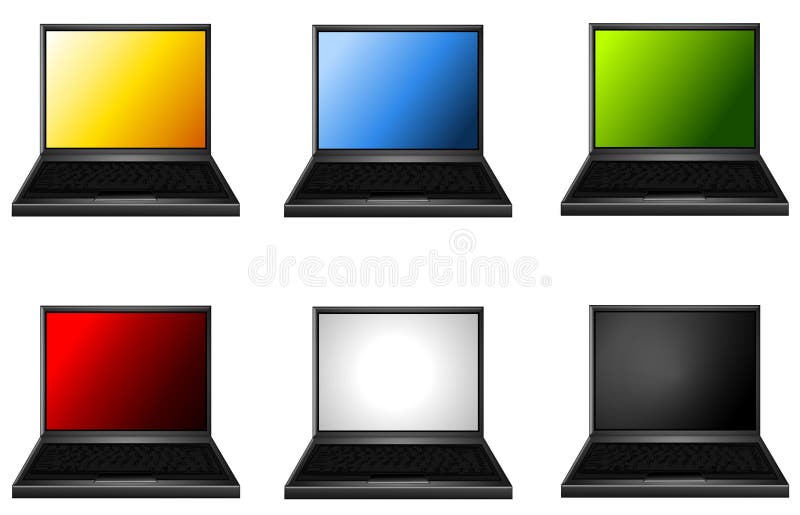 Assorted Laptops with Coloured Screens Stock Illustration ...