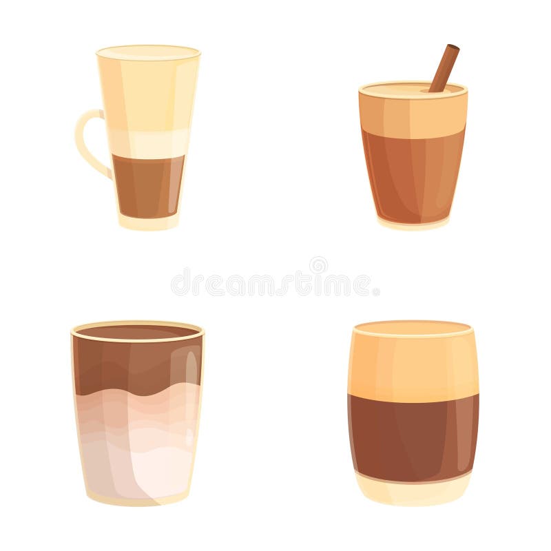 Assorted Layered Coffee Drinks in Different Cups Stock Vector ...