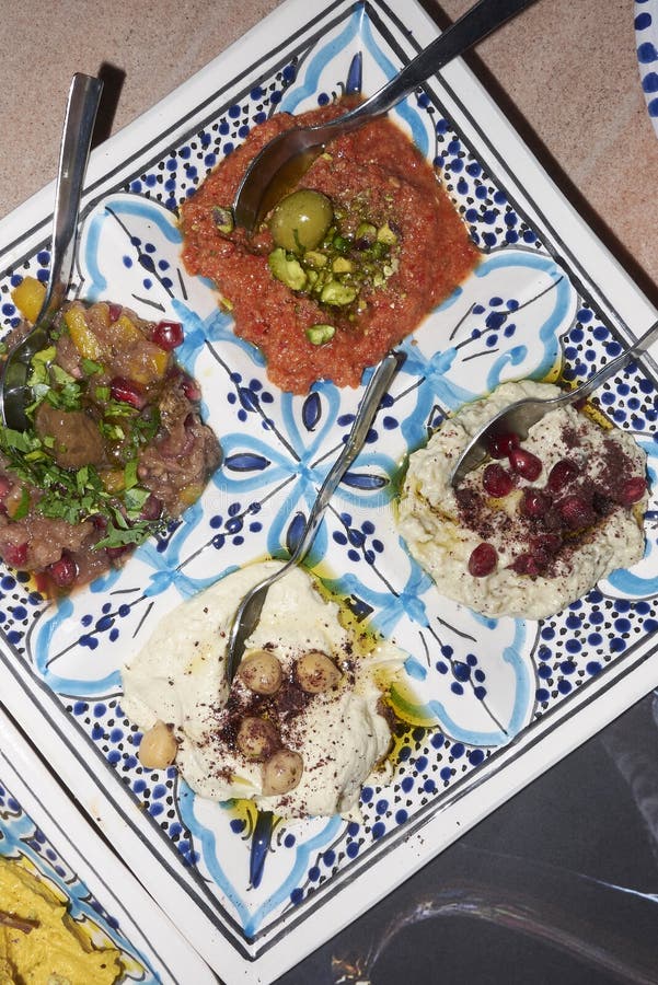 Assorted Lebanese Dips in a Plate Stock Image - Image of lebanese ...