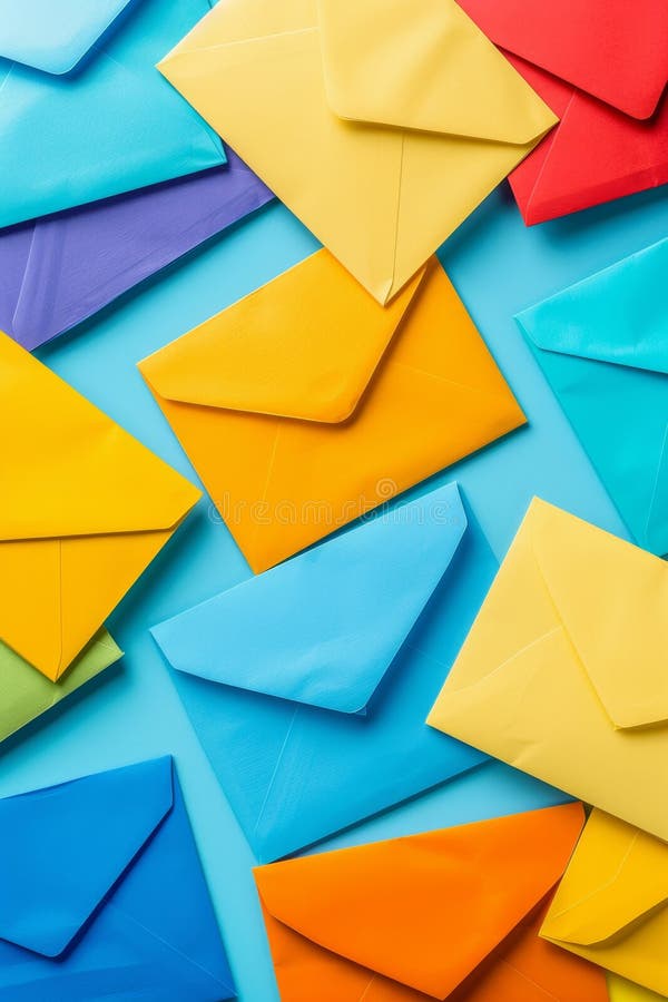 Assorted Levitating Colorful Paper Envelopes on Gradient Background ...