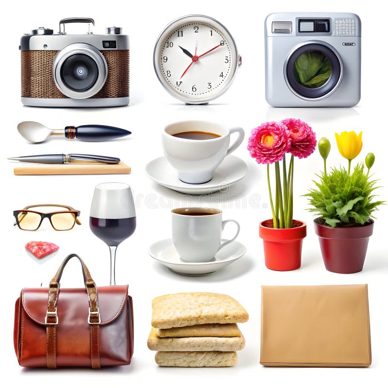 Daily Life Objects on White Background Stock Illustration ...