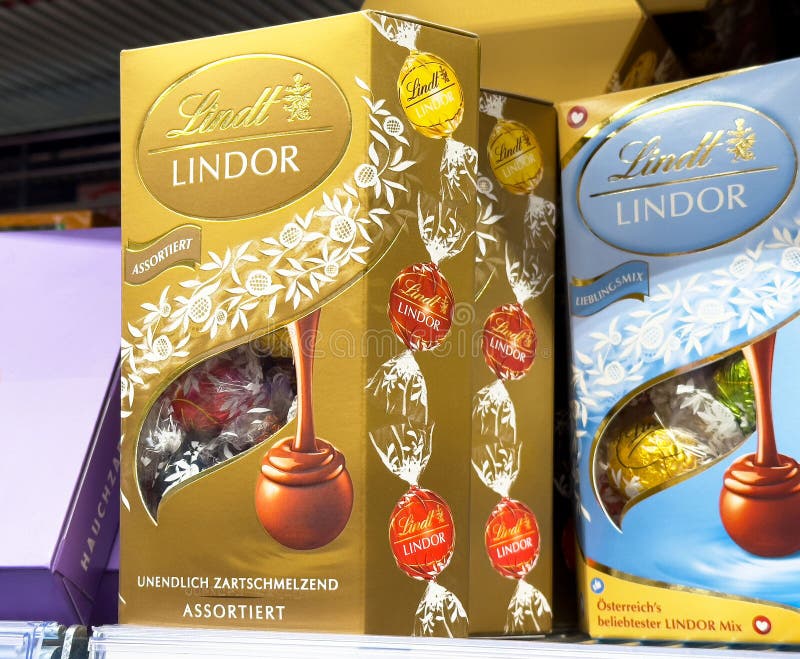 Assorted Lindt Lindor Chocolates in Decorative Boxes Displayed in Store ...