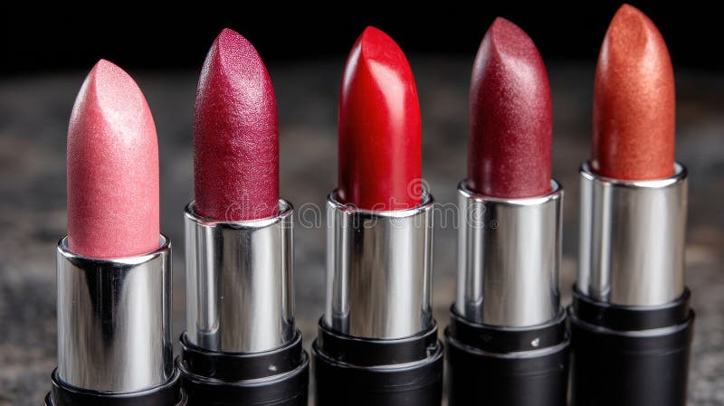Assorted Lipstick Collection with Various Shades and Textures Stock Illustration - Illustration ...