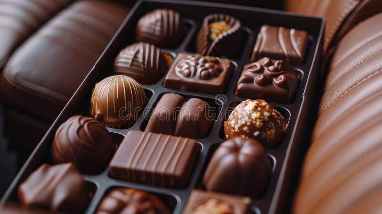 Assorted Luxury Chocolates in a Black Box. Stock Image - Image of ...