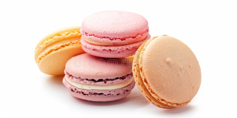 Colorful Macarons Stacked on Isolated Background Showcasing Various ...
