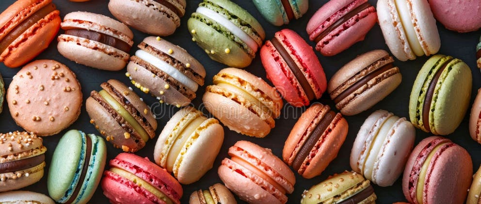 Assorted Macarons in a Vibrant Array. Generative Ai Stock Illustration ...