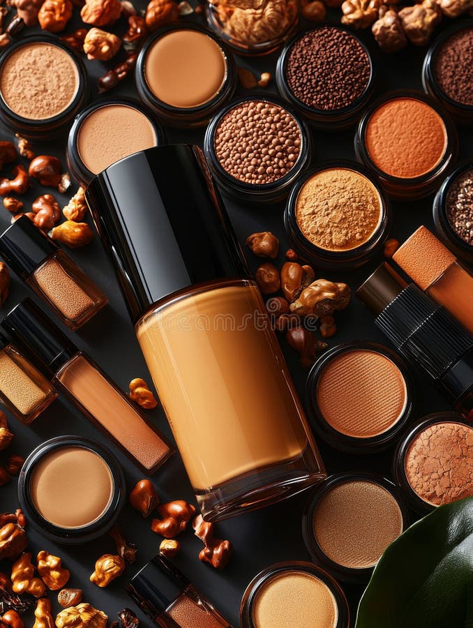 Assorted Makeup Foundations and Powders with Natural Elements Stock ...