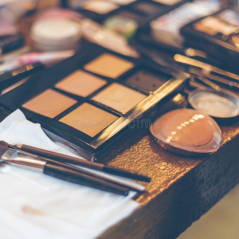 Assorted Makeup Products Macro Stock Image - Image of background, color ...