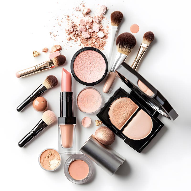 Assorted Makeup Products and Tools Arranged Aesthetically Stock ...