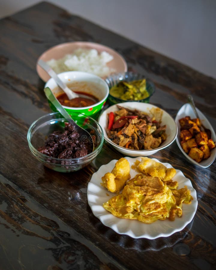 Assorted Malay Dishes Served on the Table. Staple Menu for Lunch and ...