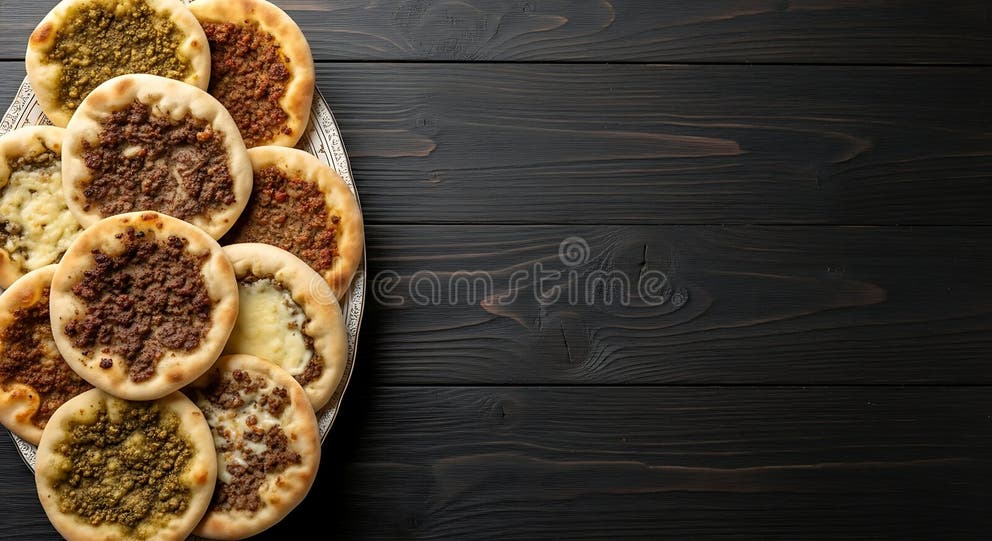 Assorted Manakish Flatbreads Stock Illustrations – 1 Assorted Manakish ...