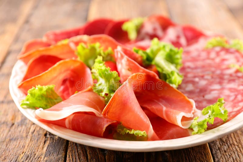 Assorted of meat slices stock photo. Image of diet, food - 197042126