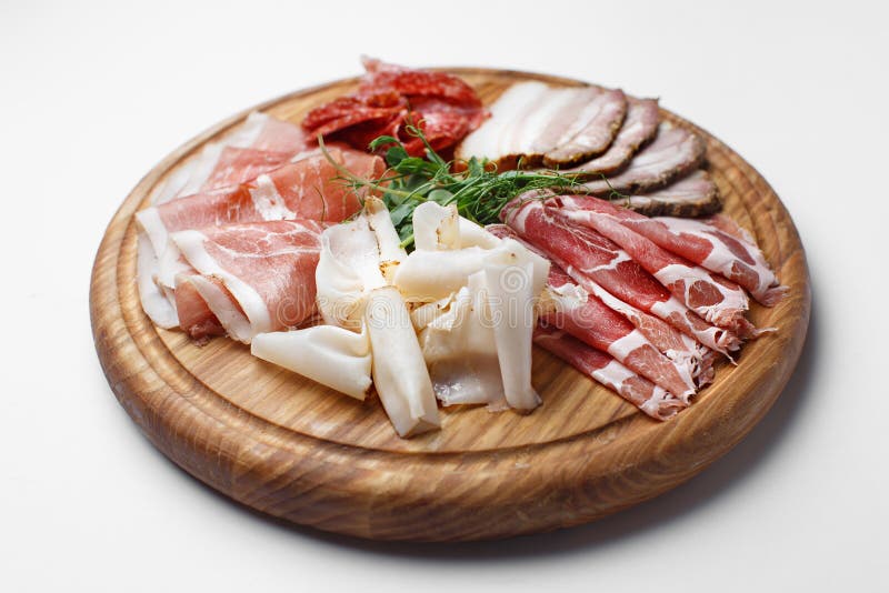 Assorted Meat on White Background Stock Photo - Image of basket ...