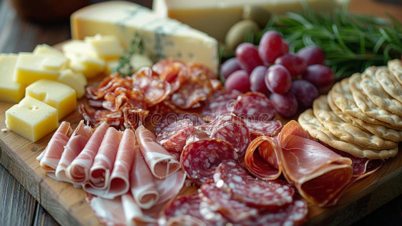 Assorted Meats and Cheeses Spread on Table Stock Image - Image of arts ...