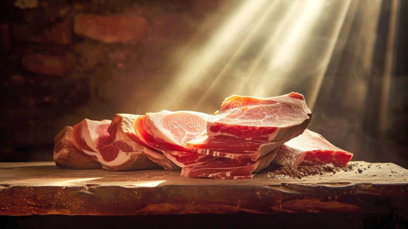 Assorted Meats Displayed on Table Stock Illustration - Illustration of ...