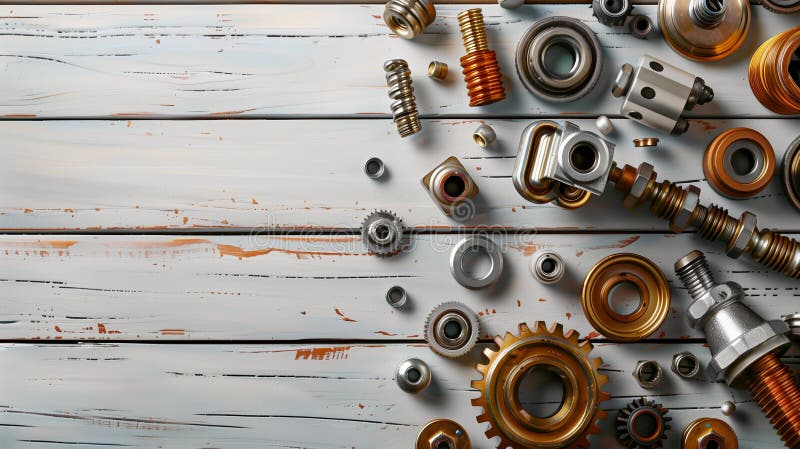 Assorted Mechanical Components Arranged on Wooden Table during Daytime ...