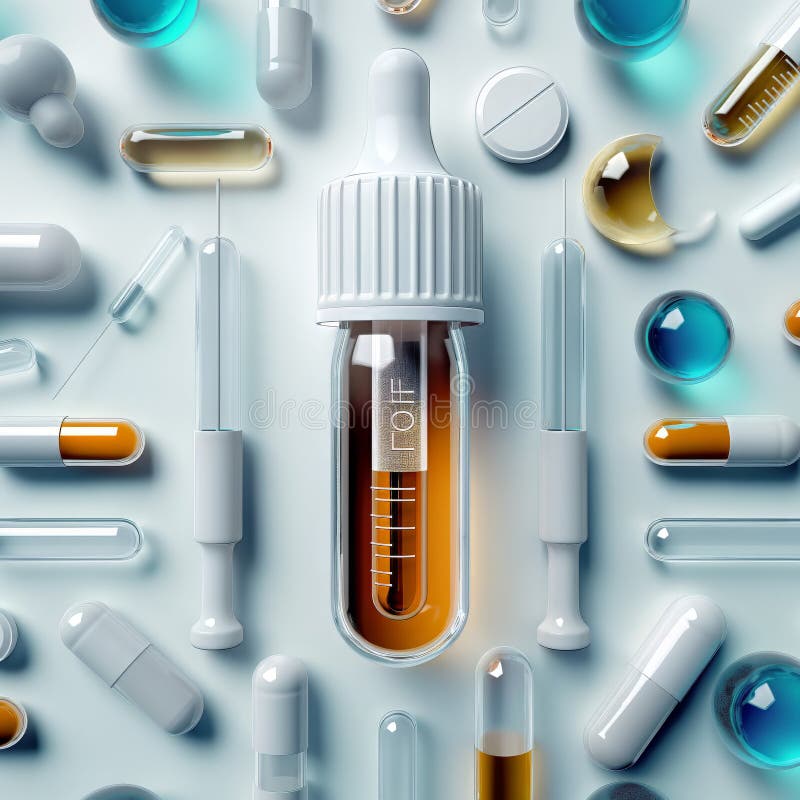 Assorted Medical Capsules, Pills, and Vials on White Background Stock ...