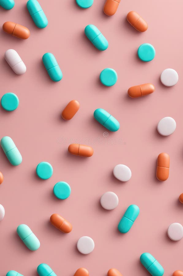 Assorted Medication Pills on Colorful Background Stock Illustration ...