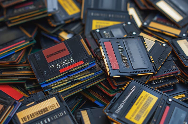 Assorted Memory Card Collection Stock Photo - Image of fibers, wave ...