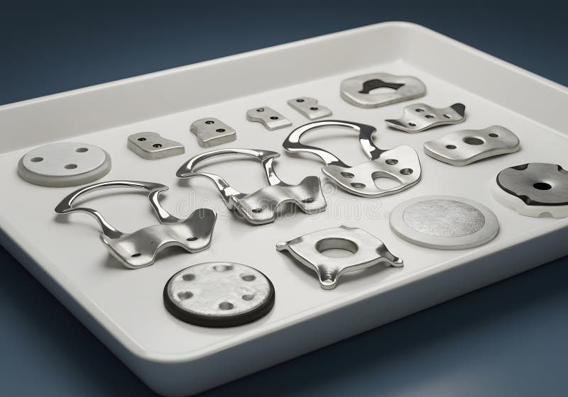 Assorted Metal Components on Tray Stock Illustration - Illustration of ...