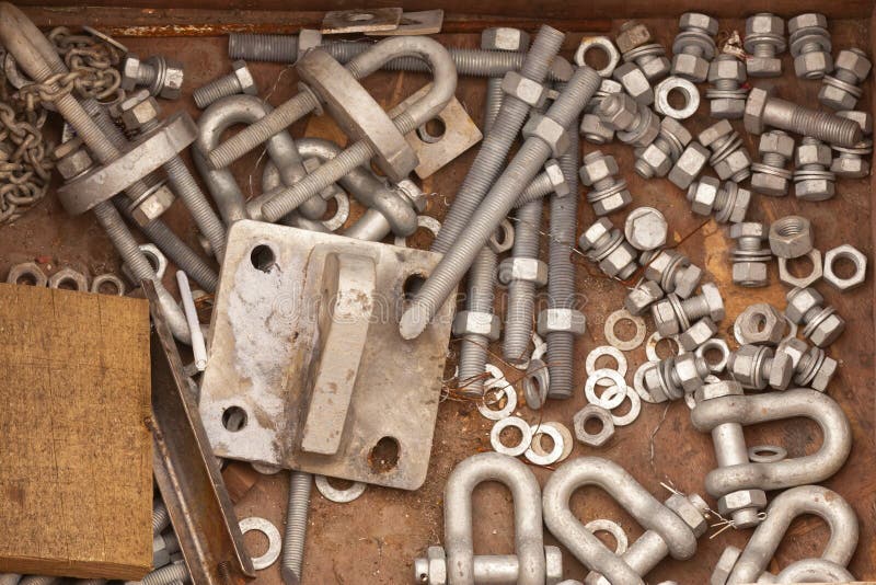 Assorted Metal Hardware for Maintenance Work Stock Photo - Image of ...