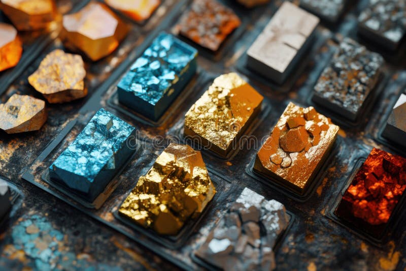 Assorted Metal Samples Display Stock Photo - Image of metallic ...
