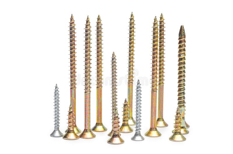 Assorted Metal Screws on White Background Stock Image - Image of sturdy ...