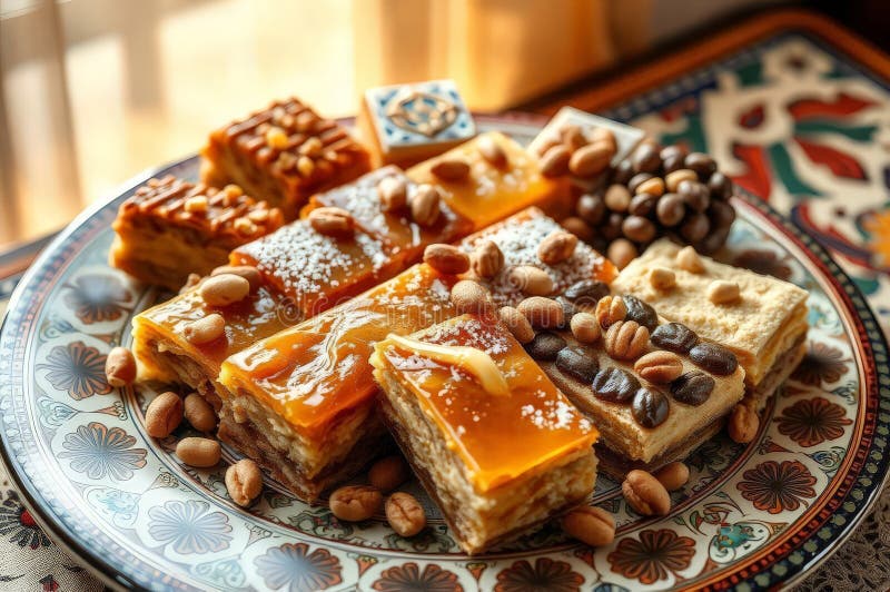 Assorted Middle Eastern Sweets Display Stock Illustration ...