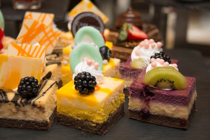 Assorted Mini Cake Delicious and Beautiful. Stock Photo - Image of ...