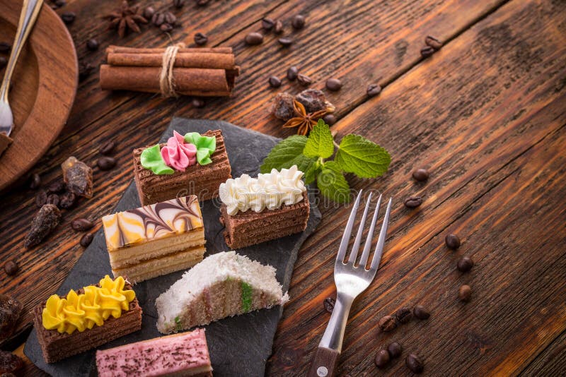 Assorted mini cakes stock photo. Image of baked, mini - 71123250