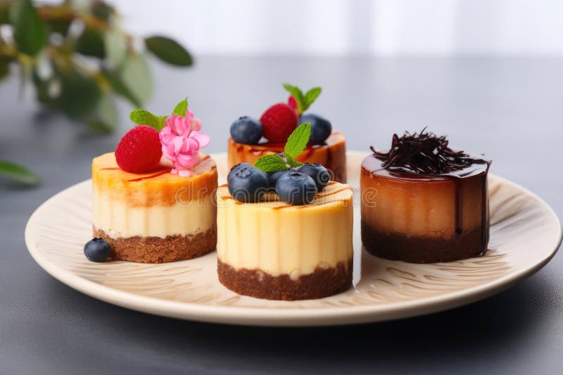 Assorted Mini Cheesecakes. Sweet Deserts. Stock Illustration ...