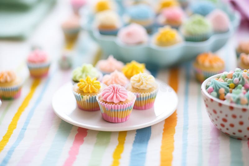 Assorted Mini Muffins in a Colorful Cupcake Liner Stock Illustration ...