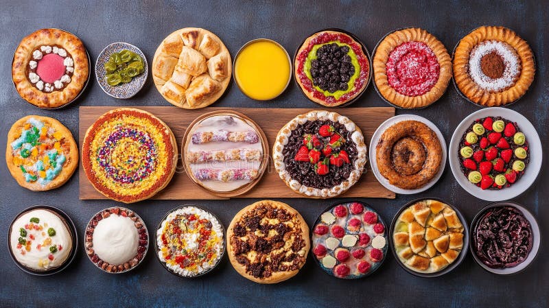 Assorted Mini Pies Dessert Platter, Dark Background Stock Photo - Image ...