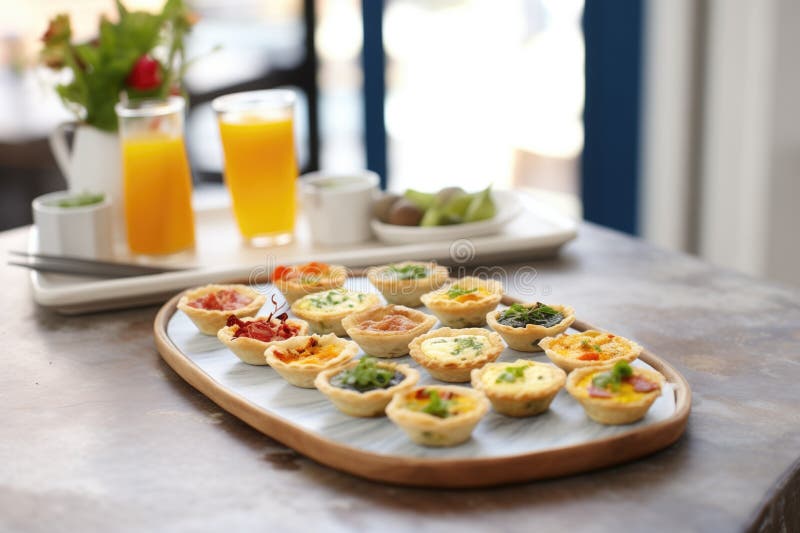 Assorted Mini Quiches on a Ceramic Tray Stock Photo - Image of mini ...