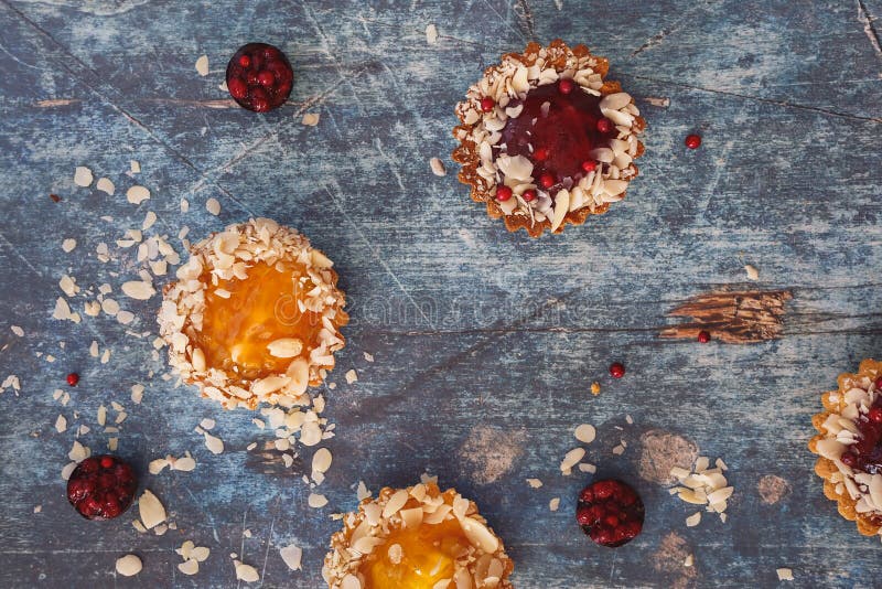 Mini Pie Tarts Decorated with Almonds Stock Photo - Image of delicious ...