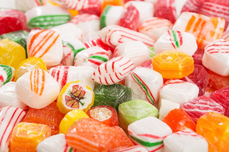 Assorted Mix of Colorful, Hard, Old Time Christmas Candy Stock Photo ...
