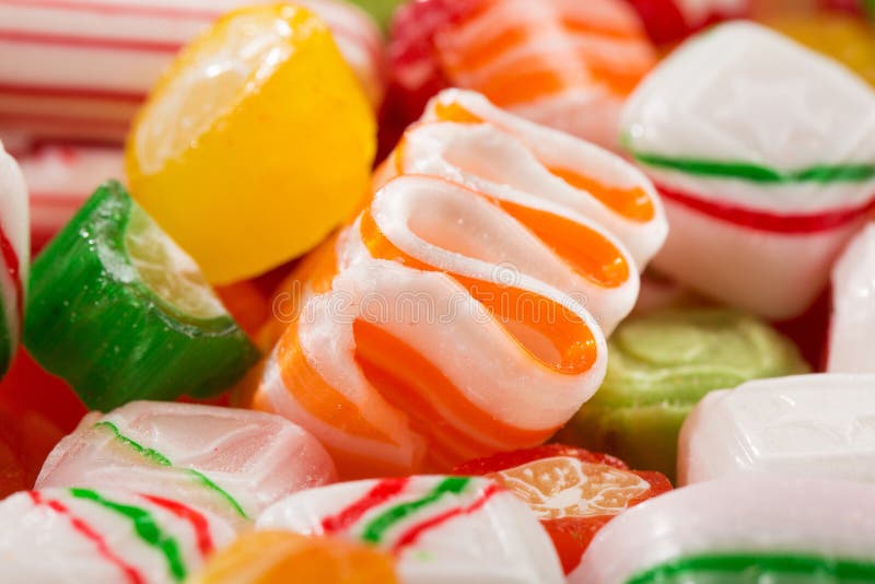 Assorted Mix of Colorful, Hard, Old Time Christmas Candy Stock Photo ...