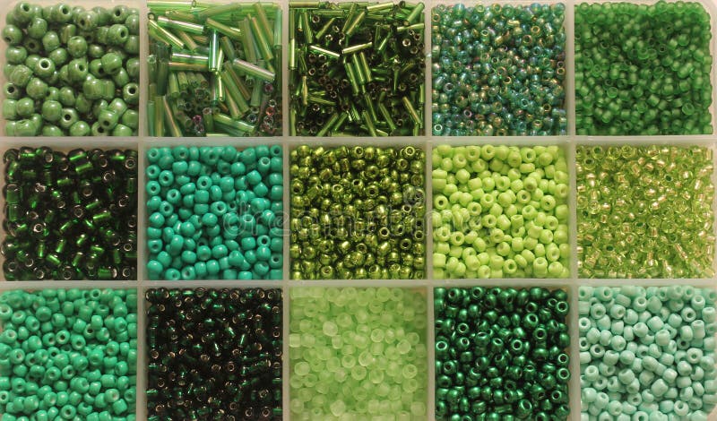 Assorted Mix of Green Beads for Jewelry Making Stock Photo - Image of ...