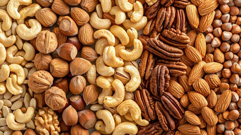 Assorted Mixed Nuts Close-Up. Generative Ai Stock Illustration ...